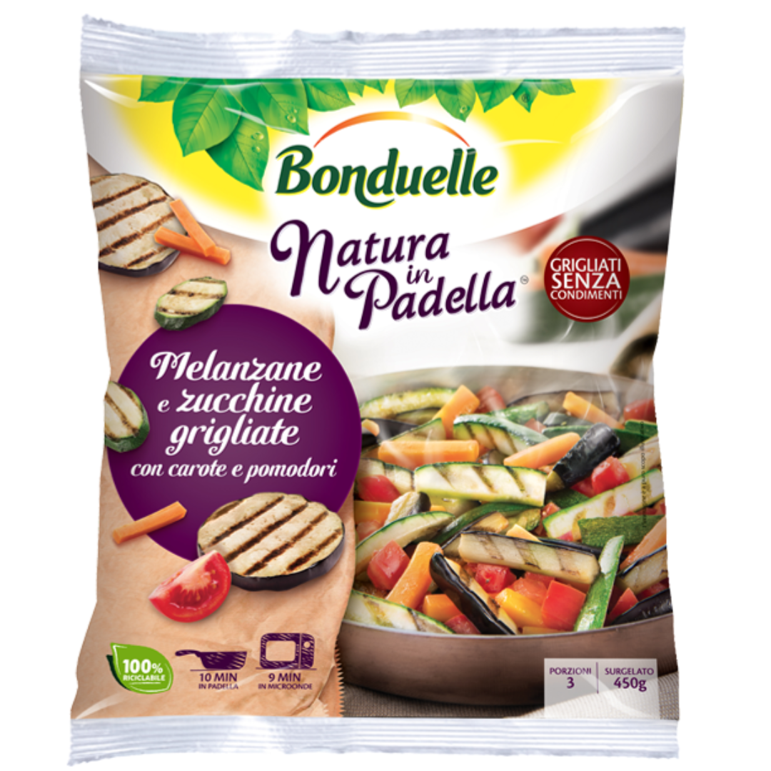 Bonduelle MELANZANE ZUCCHINE GRIGLIATE con CAROTE e POMODORI 450GR
