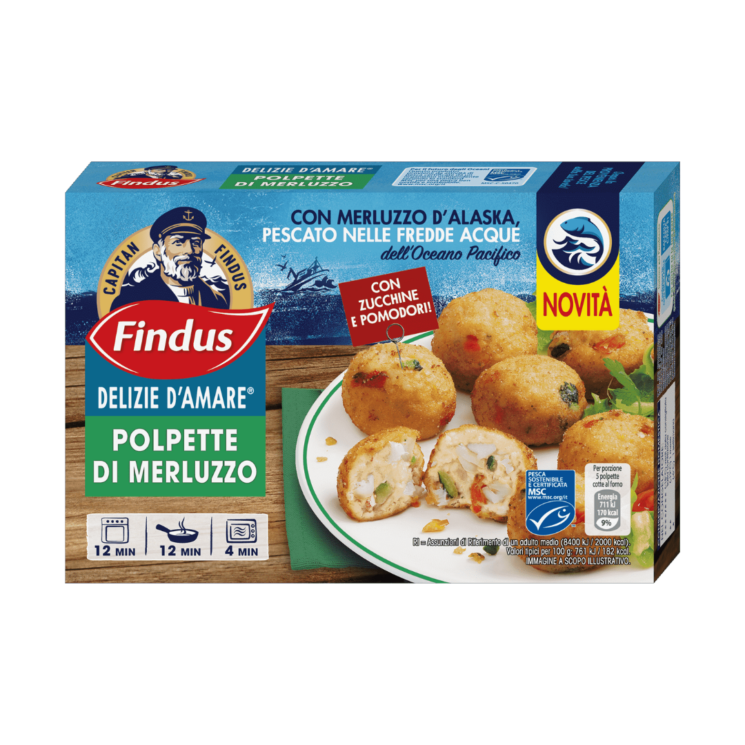 CAPITAN FINDUS POLPETTE DI MERLUZZO, ZUCCHINE E POMODORI 228g